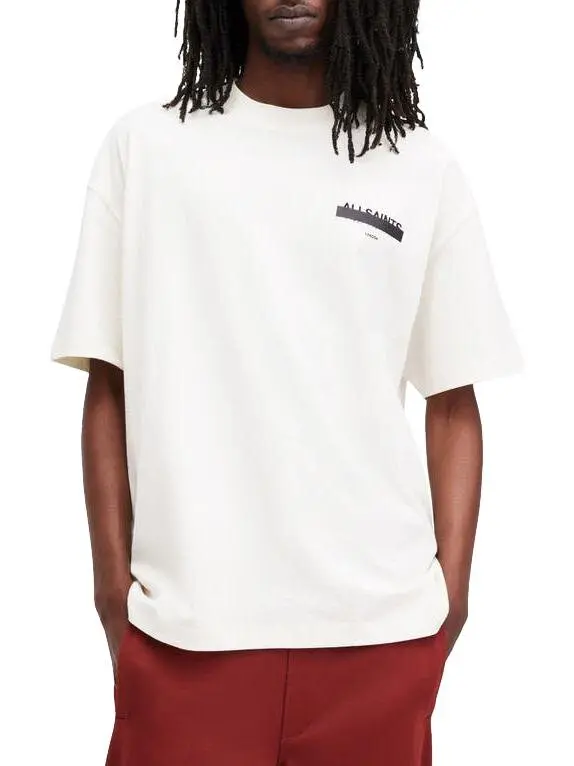 ALLSAINTS Redact Mock Neck Graphic T-shirt - Ashen White