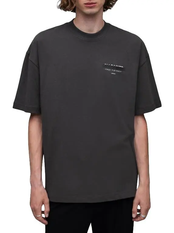 ALLSAINTS Redact Mock Neck Graphic T-shirt - Washed Black