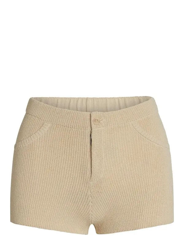 AYA MUSE Lysi Ribbed Stretch-cotton Shorts - Tan