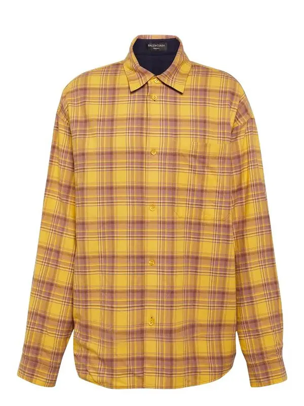 Balenciaga Reversible Checked Cotton Shirt - Yellow