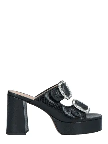 Maje Leather Crystal Appliqué Sandals - Black