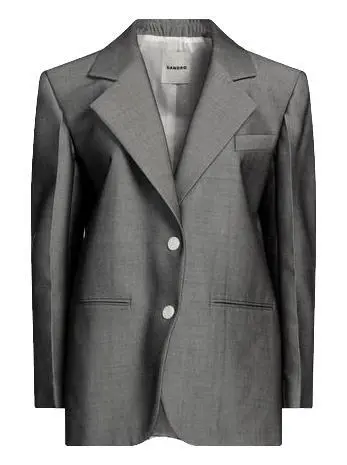 Sandro Blazer In Virgin Wool And Viscose - Grey