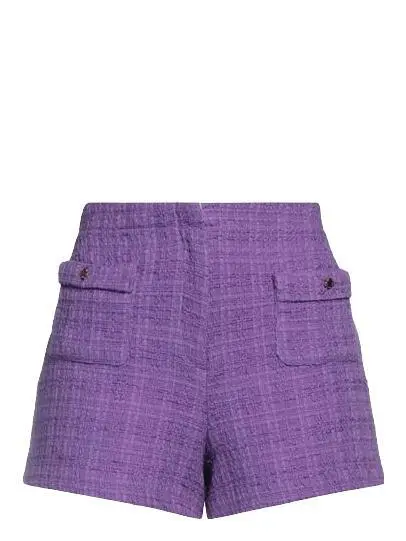 Maje Straight Leg Tweed Shorts - Purple