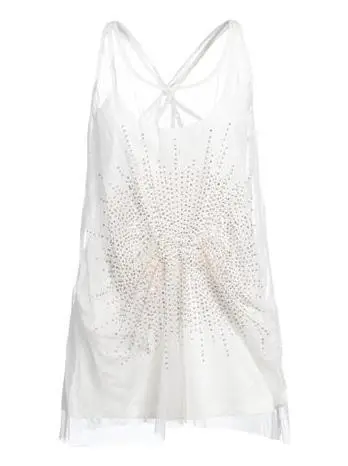 TWINSET Cotton Tulle And Sequins V-neck Sleeveless Top - Ivory