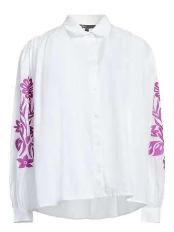 Maje Cotton Shirt With Floral Embroidery - White