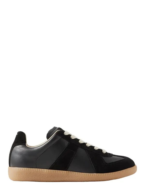 MAISON MARGIELA Replica Suede And Leather Sneakers - Black