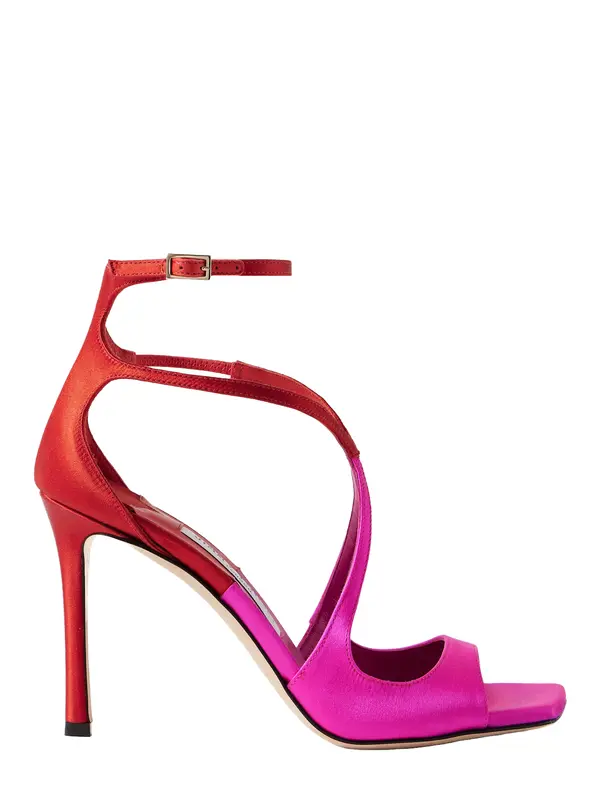 JIMMY CHOO Azia 95 Two-tone Satin Sandals - Pink