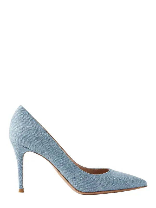 GIANVITO ROSSI 85 Denim Pumps - Blue