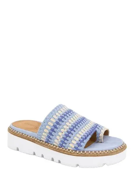 Gentle Souls By Kenneth Cole Lavern Platform Slides - Blue Multi Fabric