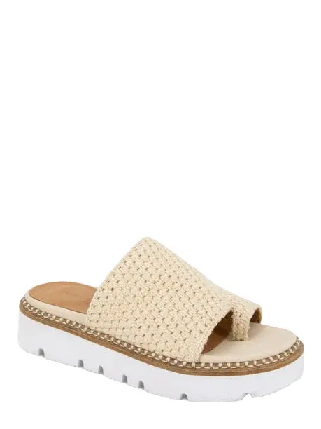 Gentle Souls By Kenneth Cole Lavern Platform Slides - Cream Fabric