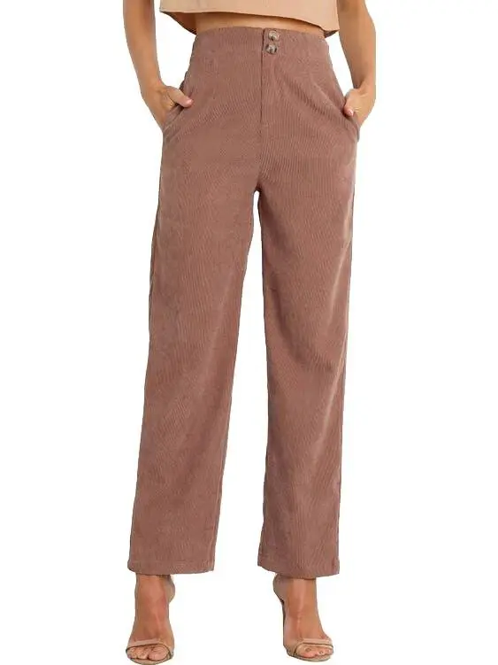 PETAL & PUP Springfield High Waisted Corduroy Pants - Brown