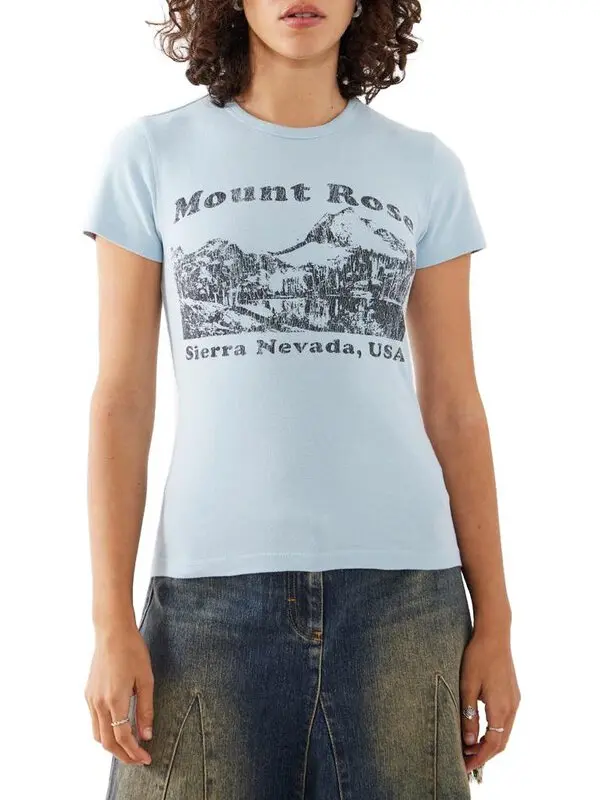 BDG URBAN OUTFITTERS Mount Rose Graphic Baby T-shirt - Light Blue