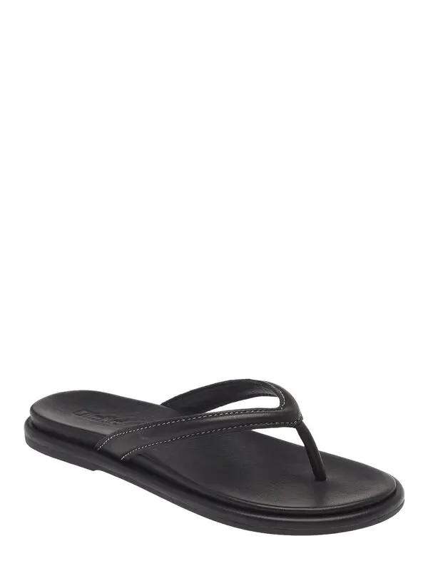 Olukai Tiare Leather Flip Flop - Black/black