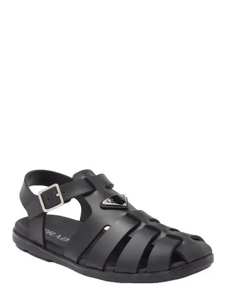 Prada Rubber Fisherman Sandal - Nero