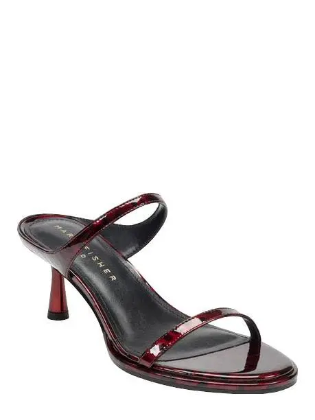 Marc Fisher Alonde Leather Slide Sandals - Dark Red 2