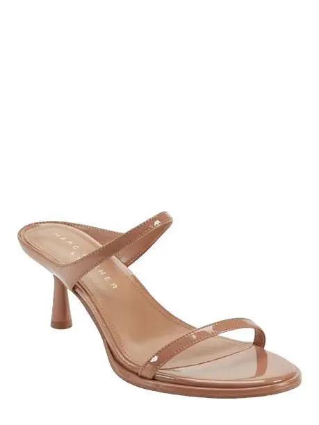 Marc Fisher Alonde Leather Slide Sandals - Medium Brown