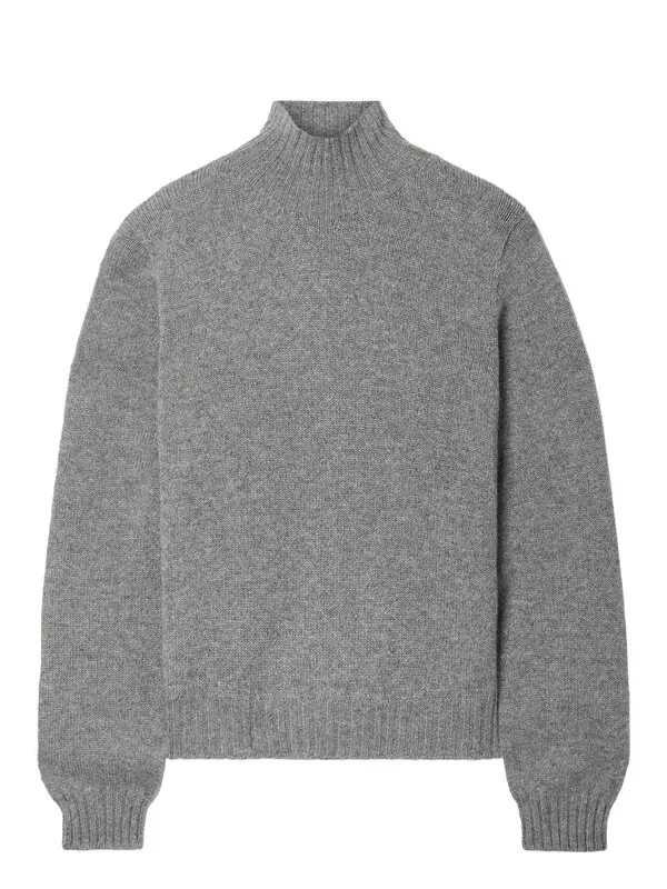 THE ROW Essentials Kensington Cashmere Turtleneck Sweater - Gray
