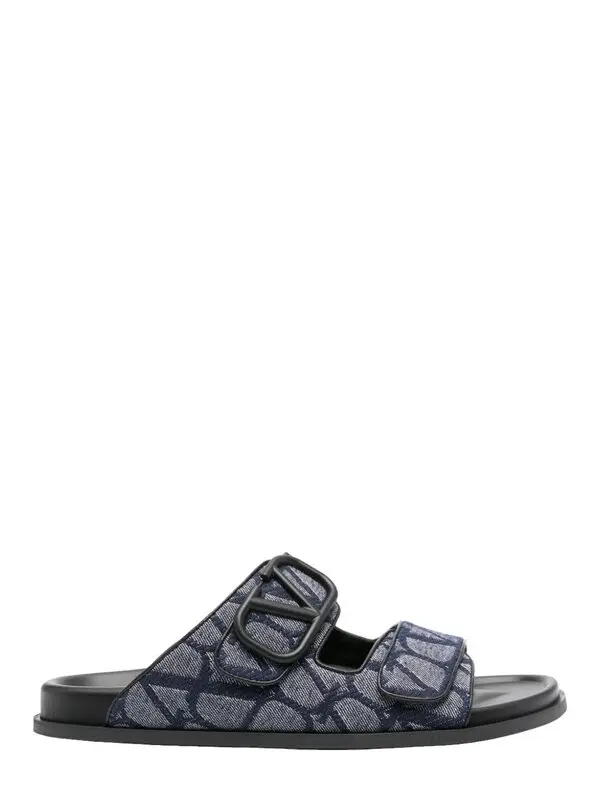 Valentino Garavani Vlogo Signature Denim Sandals - Blue