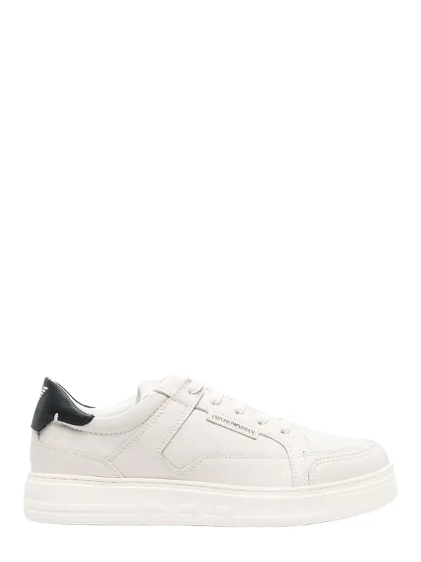 Emporio Armani Lace-up Leather Sneakers - White