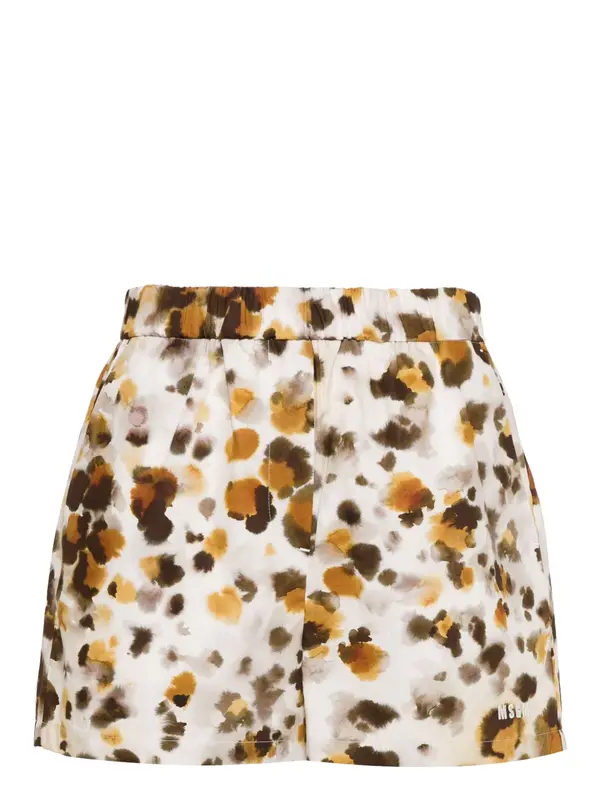MSGM Graphic-print Poplin Shorts - Neutrals