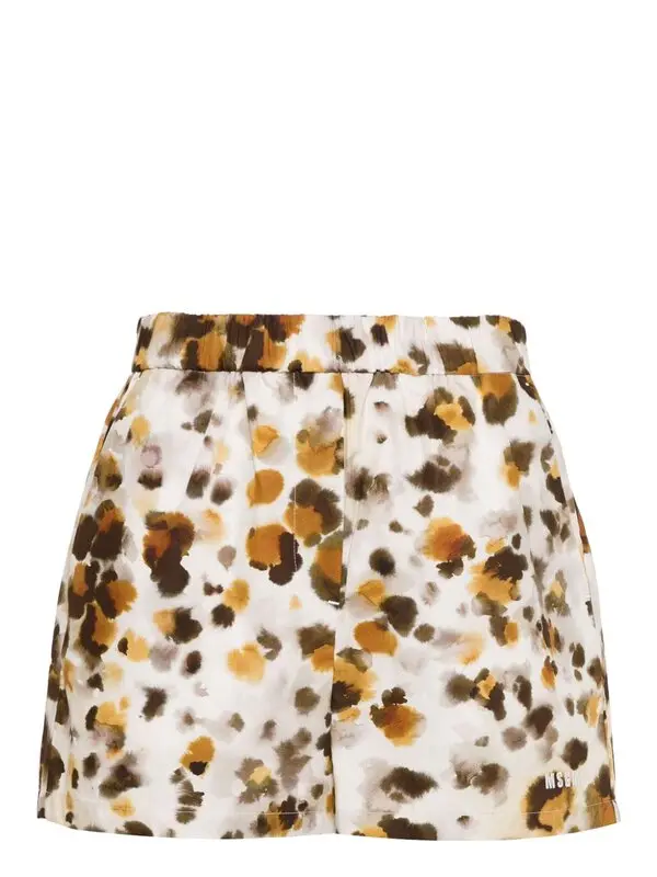 MSGM Graphic-print Poplin Shorts - Neutrals