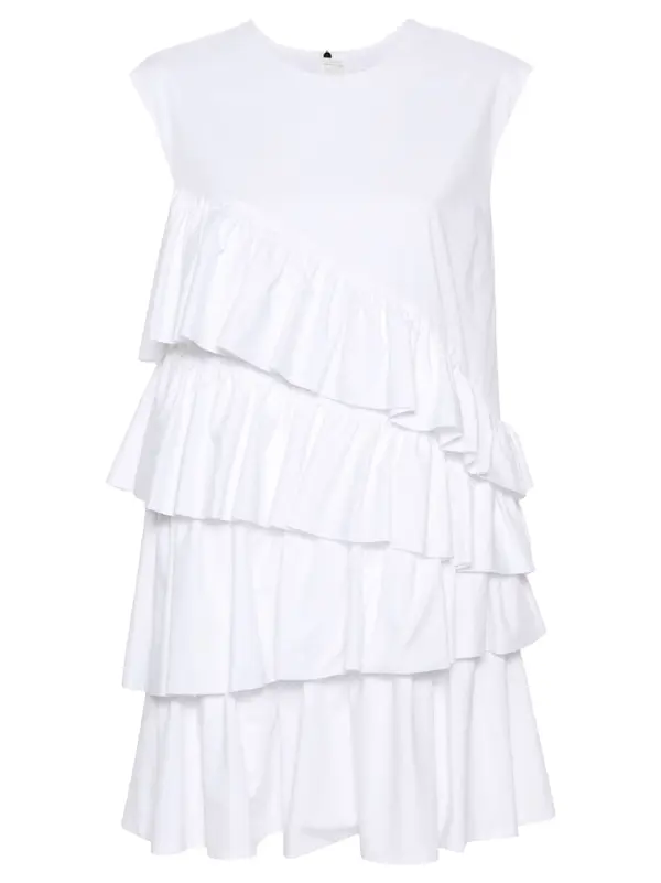 MSGM Ruffle-detailing Cotton Dress - White