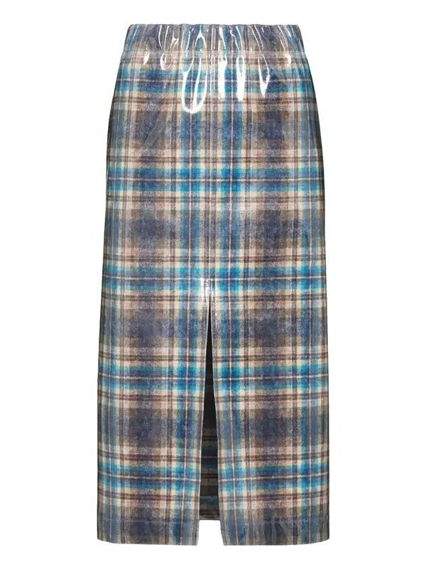 MAISON MARGIELA X Pendleton Checked Lacquered Midi Skirt - Green