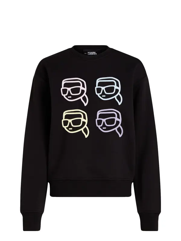 Karl Lagerfeld Ikon Outline Organic-cotton Sweatshirt - Black