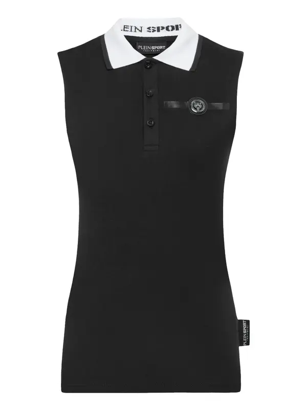 PLEIN SPORT Sleeveless Polo Top - Black