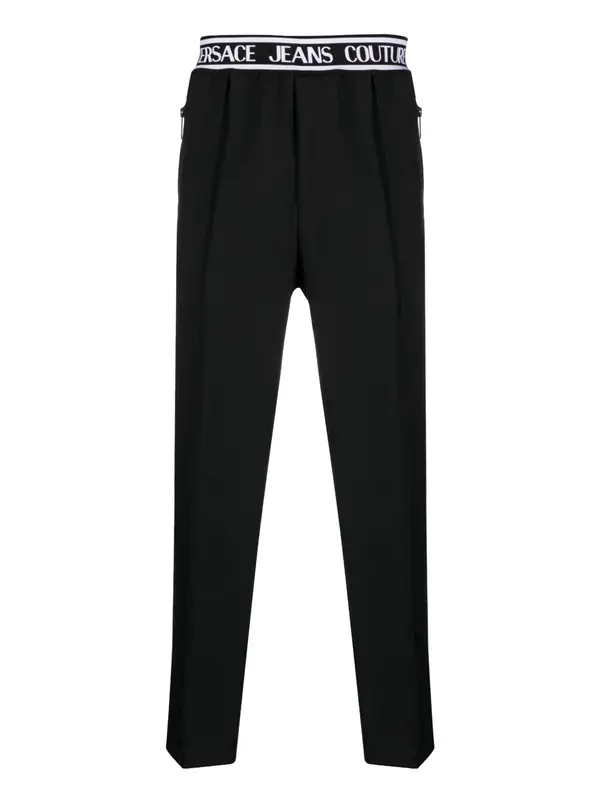 Versace Logo-waistband Trousers - Black