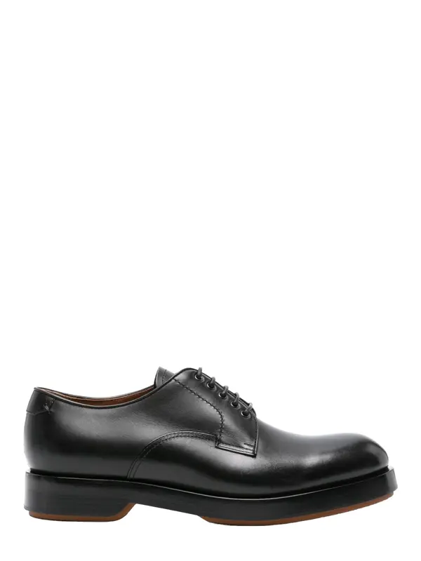Zegna Lace-up Patent Leather Derby Shoes - Black
