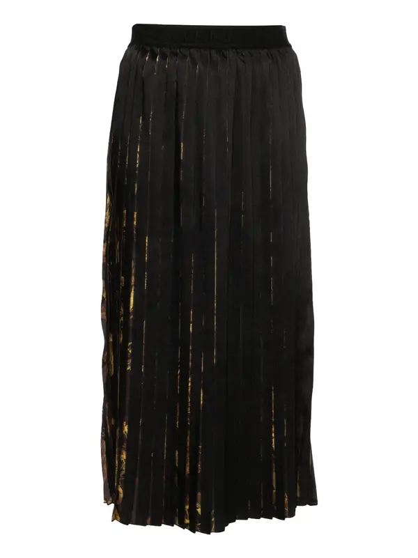 Versace Watercolour Pleated Midi Skirt - Black