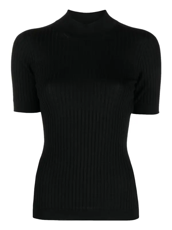 Versace Ribbed-knit Wool Top - Black