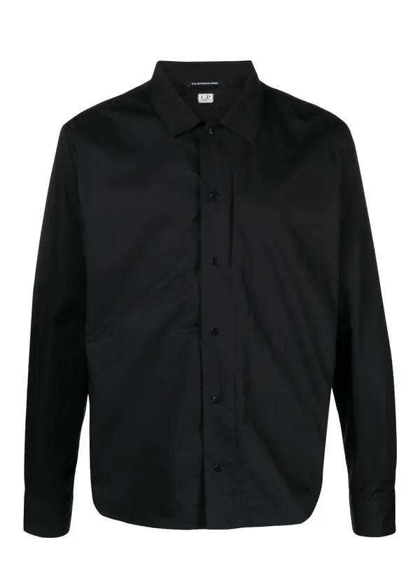 C.P. COMPANY Zipped Gabardine Shirt - Black