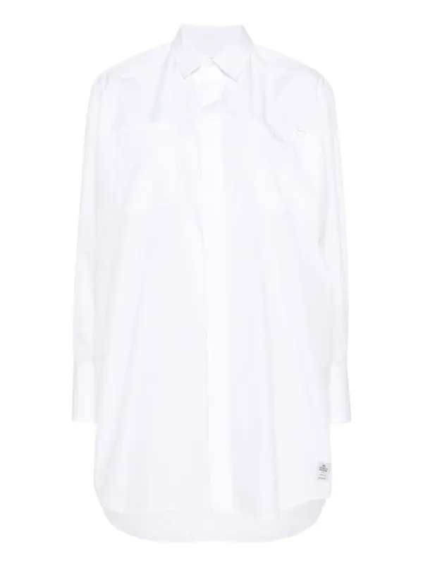 Sacai Logo-raised Poplin Shirt - White