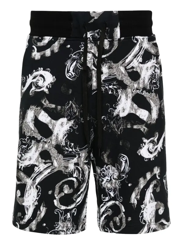 Versace Watercolour Print Shorts - Black
