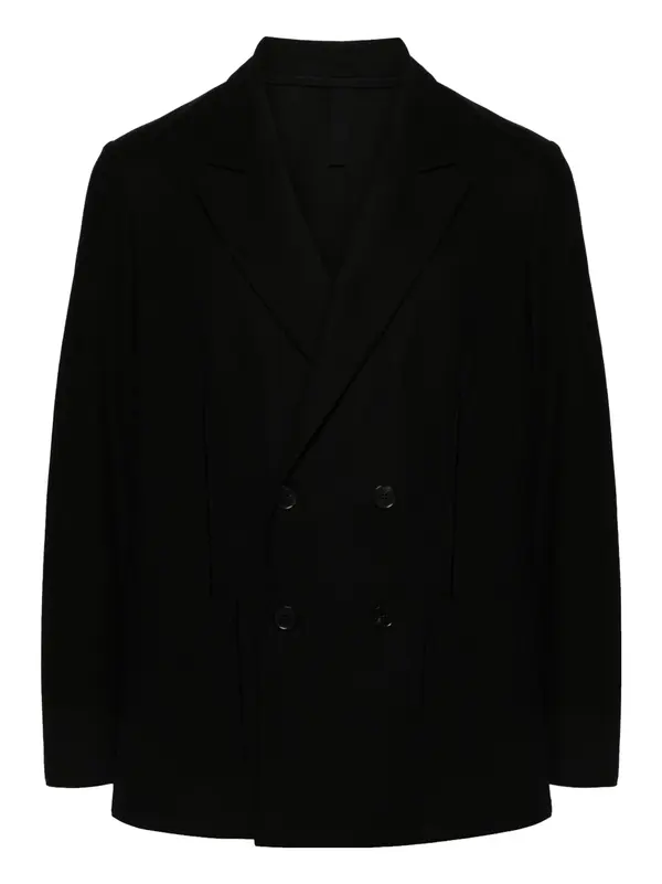 Harris Wharf London Honeycomb-knit Double-breasted Blazer - Black