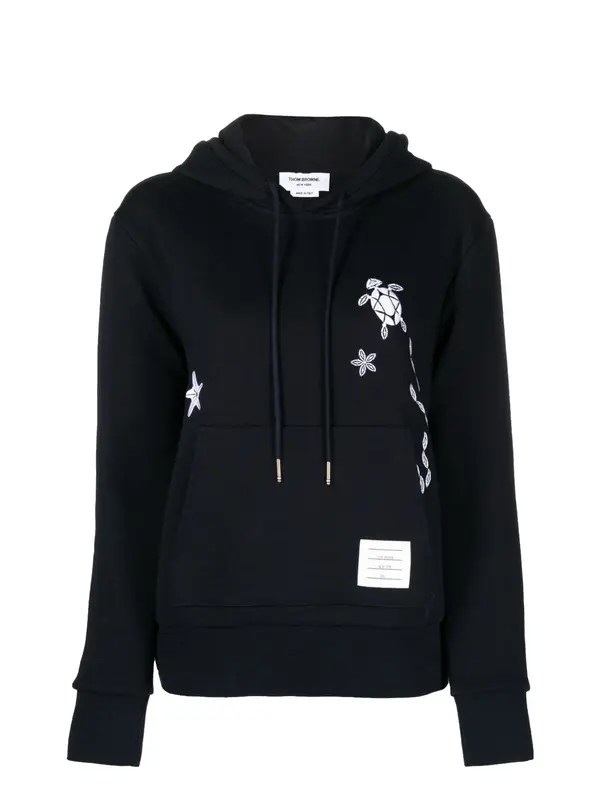 Thom Browne Nautical Embroidery Cotton Hoodie - Blue
