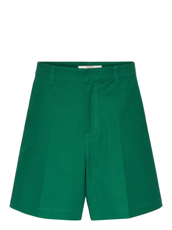 Valentino Garavani V-detail Canvas Bermuda Shorts - Green