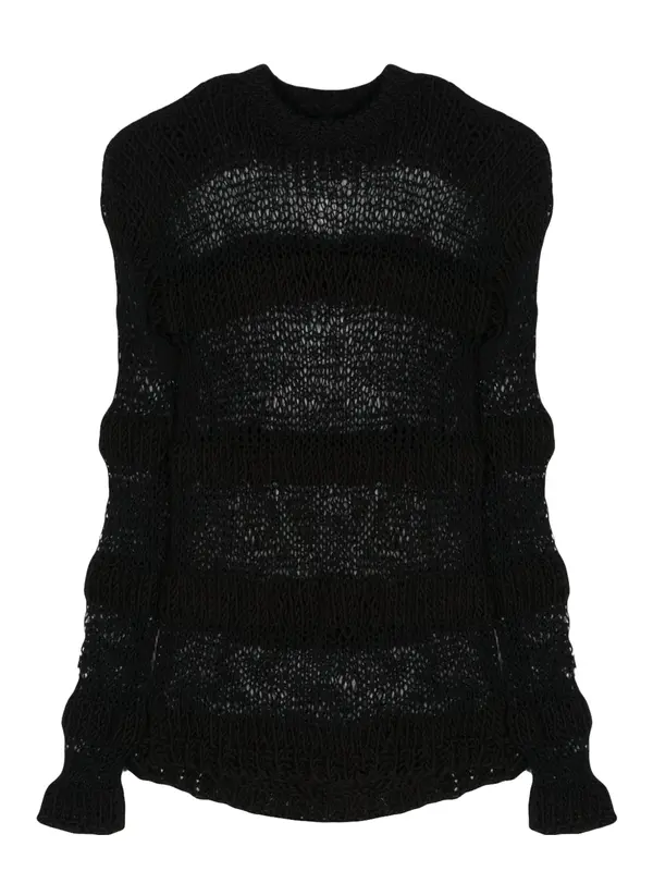 HELIOT EMIL Striped Open-knit Jumper - Black