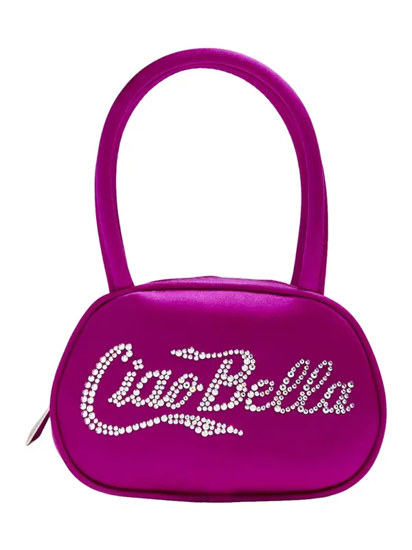 Amina Muaddi Superamini Bella Embellished Shoulder Bag - Pink