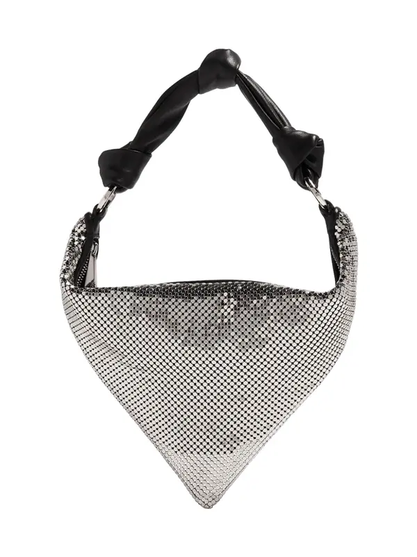 Amina Muaddi Mini Cameron Mesh Shoulder Bag - Silver