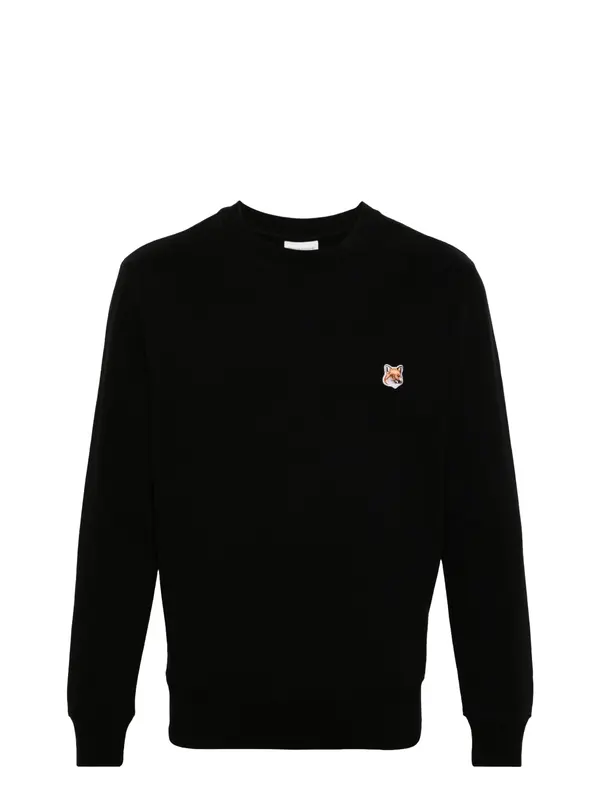 Maison Kitsuné Fox-patch Cotton Sweatshirt - Black