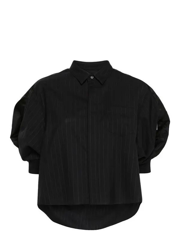 Sacai Pinstripe Cropped Shirt - Blue