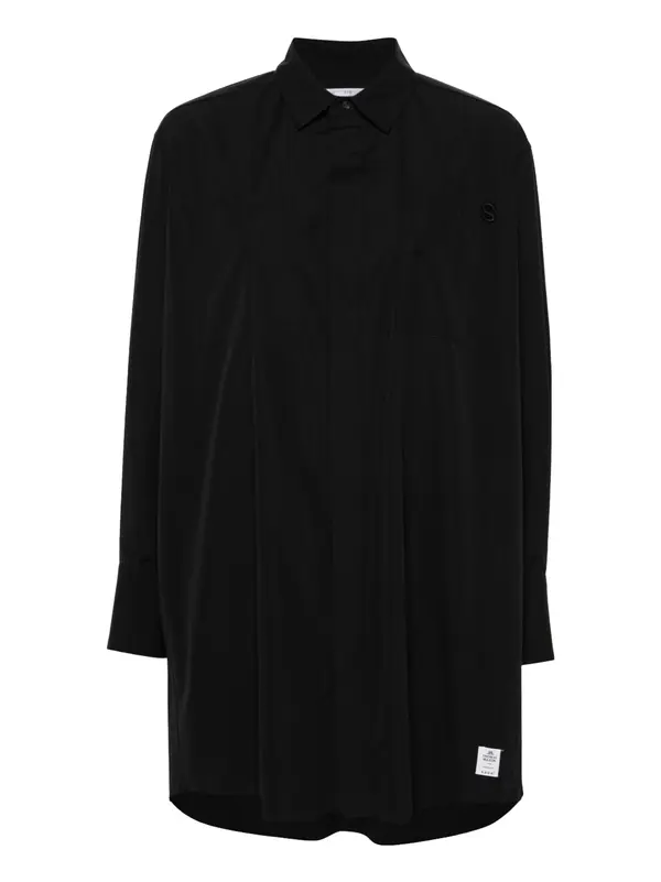 Sacai Logo-embroidered Poplin Shirt - Black