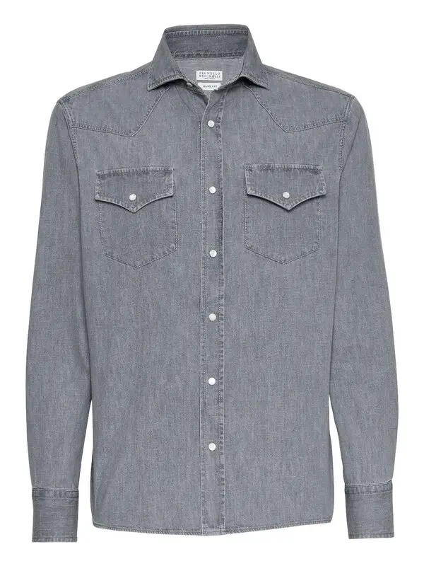Brunello Cucinelli Western Denim Shirt - Grey