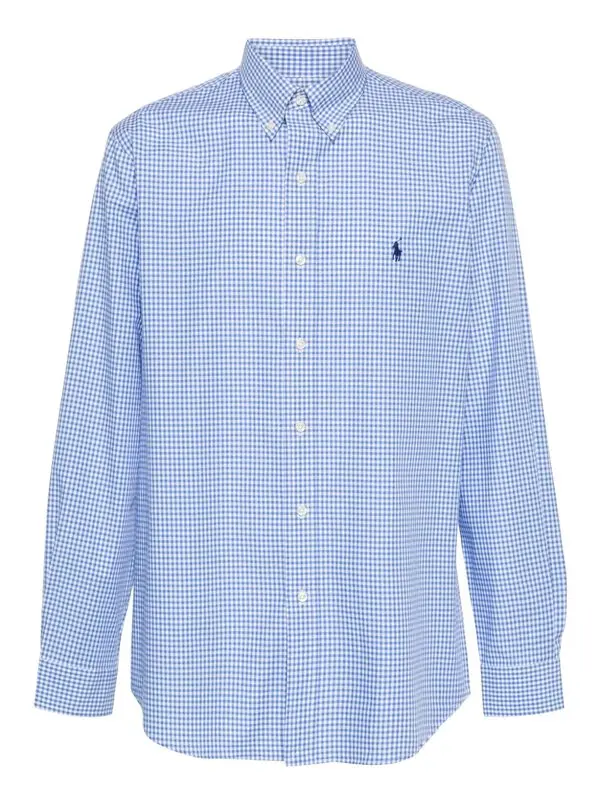 Polo Ralph Lauren Polo Pony Checked Polo Shirt - Blue