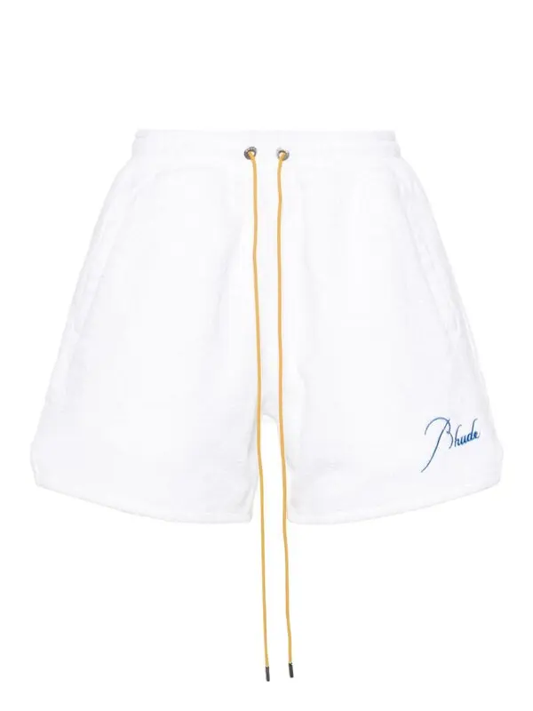 Rhude Logo-embroidered Towelling Shorts - White