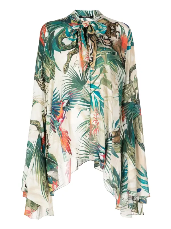 Roberto Cavalli Jungle Print Blouse - Neutrals