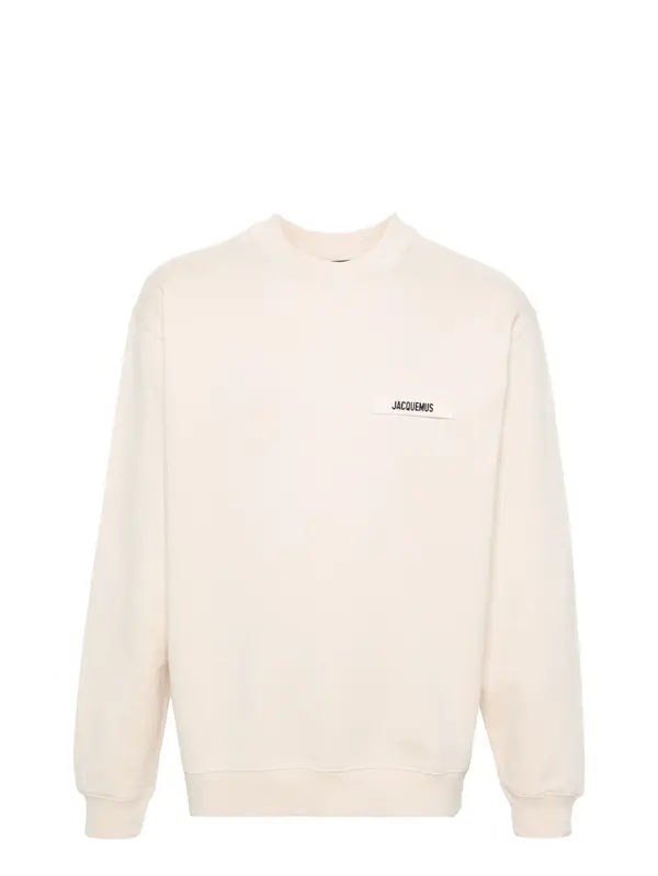 Jacquemus Le Sweatshirt Gros Grain Cotton Top - Neutrals